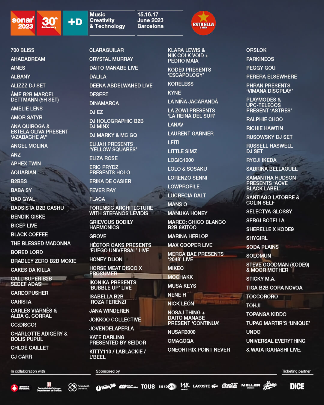 Sónar Barcelona reveals musical lineup for 30th anniversary ...