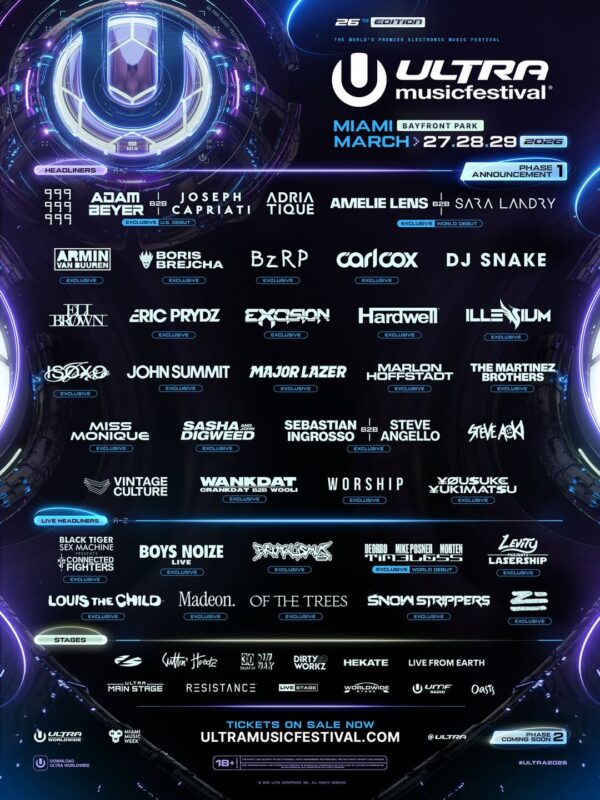 Ultra Music Festival reveals the first group of artists for 2026 ...